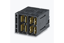 Impact 5 Pair Right-Angle Power Header, 2 Modules with Left Hold-Down, Module 1: Blade P1 & P2, Length 5.70 & 6.90mm; Module 2: Blade P1 & P2 Length 5.70mm & 6.90mm Press-Fit, LCP, Glass Filled UL94-V0, Black, Lead-Free