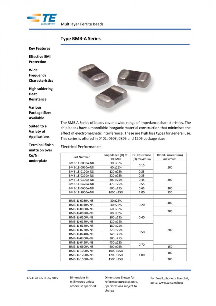 TE Connectivity BMB-A datasheet page 1