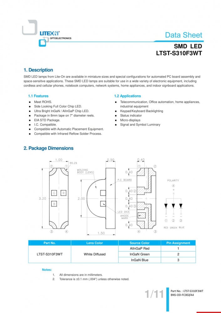 LTST-S310F3WT datasheet page 2