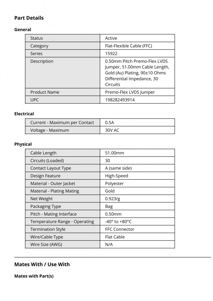 Product document page 2 for MOLEX 159220230