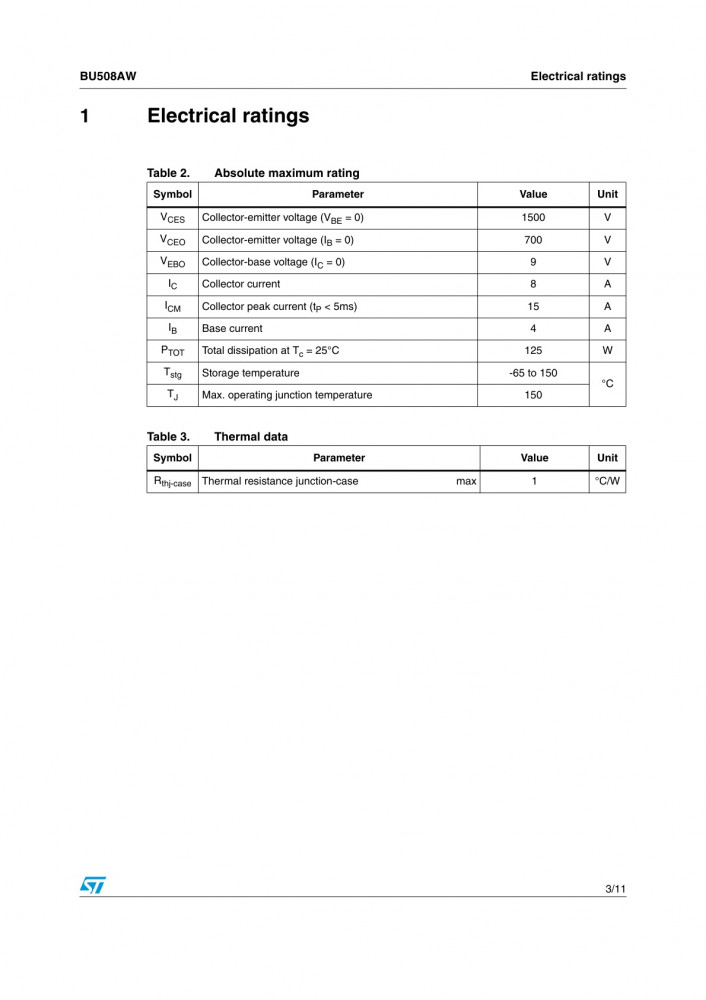 BU508AW datasheet page 3