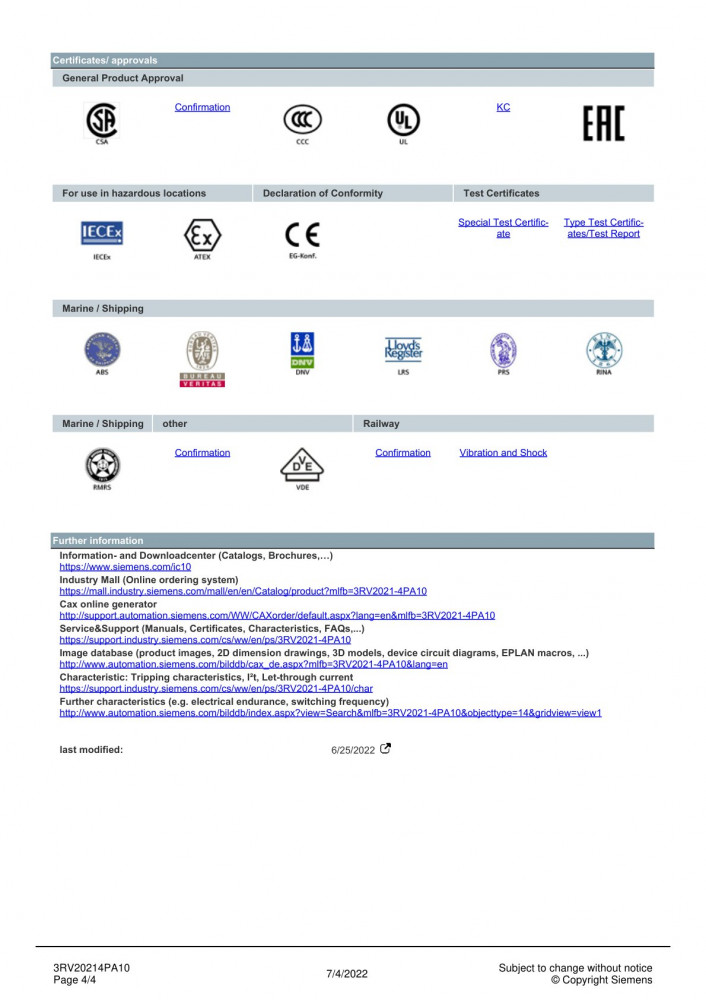 3RV20214PA10 datasheet page 4