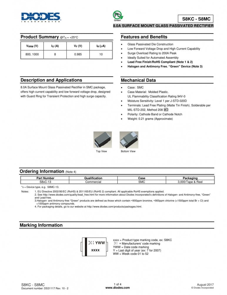 S8KC-13 datasheet page 1
