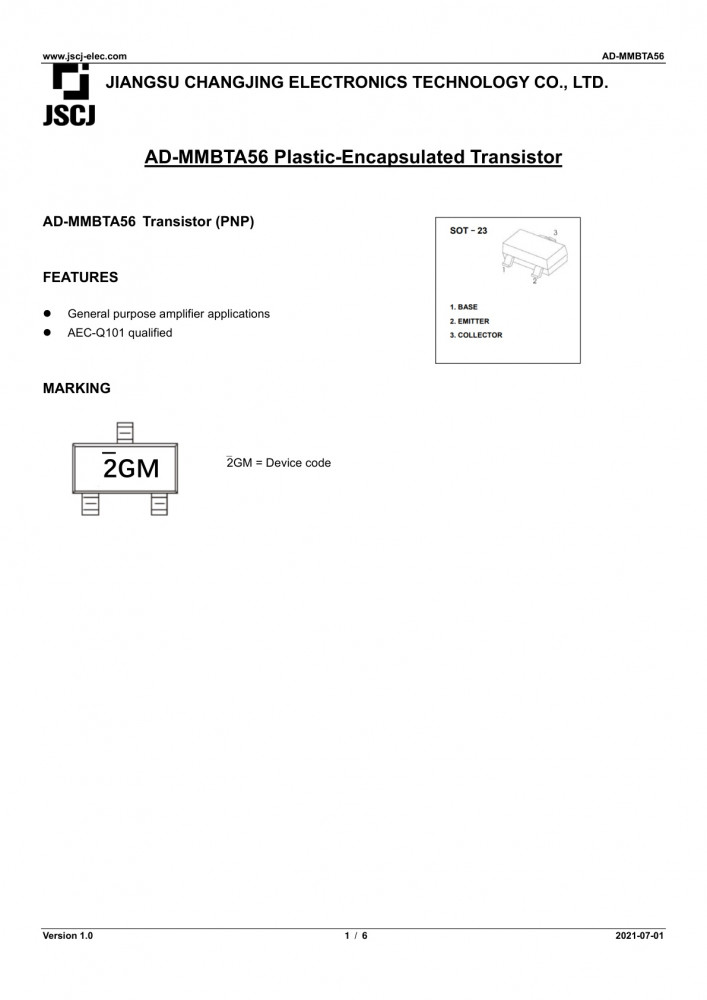 AD-MMBTA56 datasheet page 1