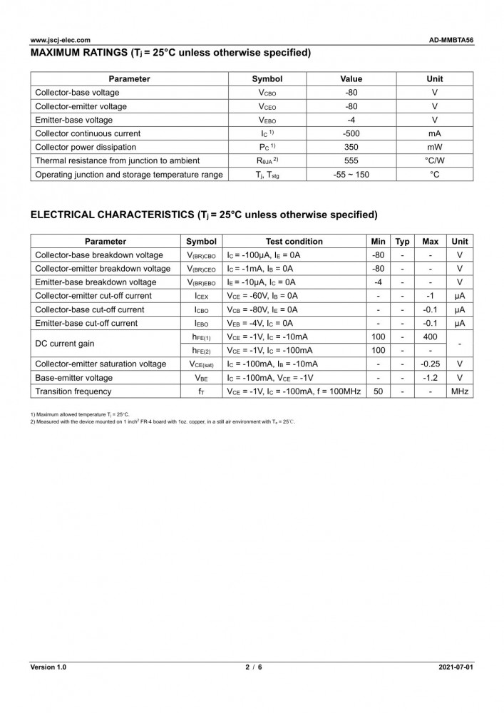 AD-MMBTA56 datasheet page 2