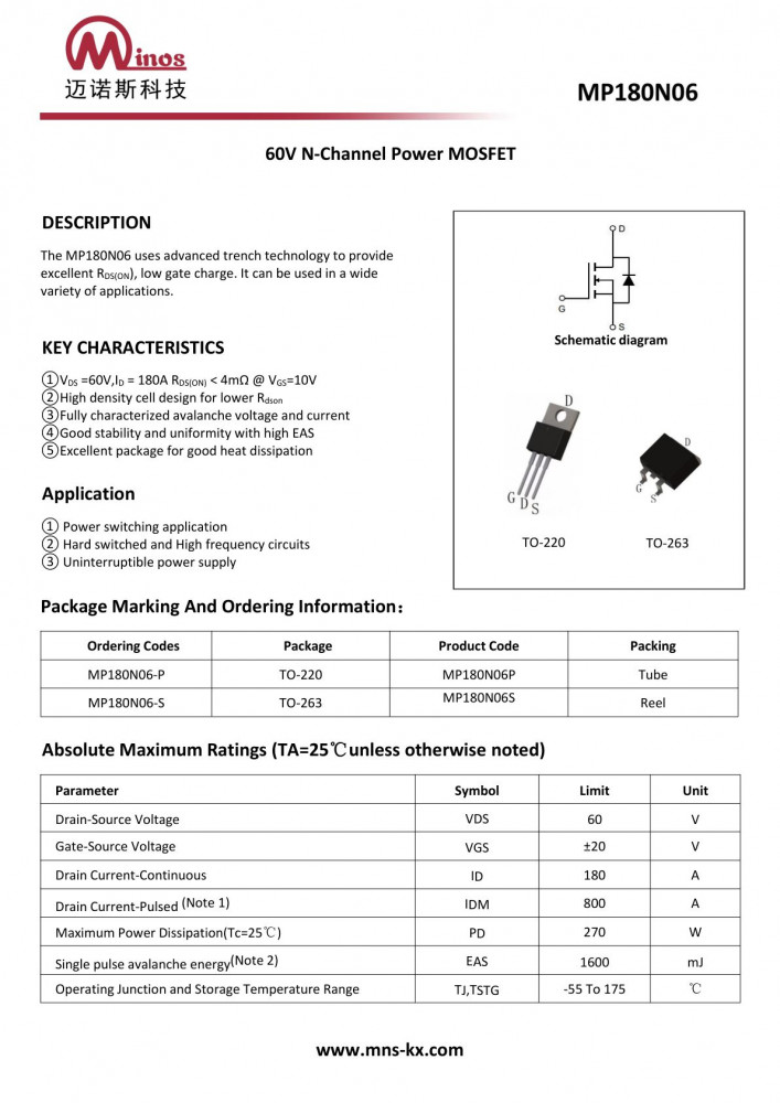 MP180N06 datasheet page 1