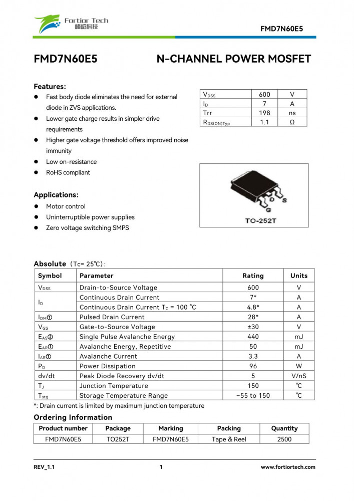 FMD7N60E5 datasheet page 1