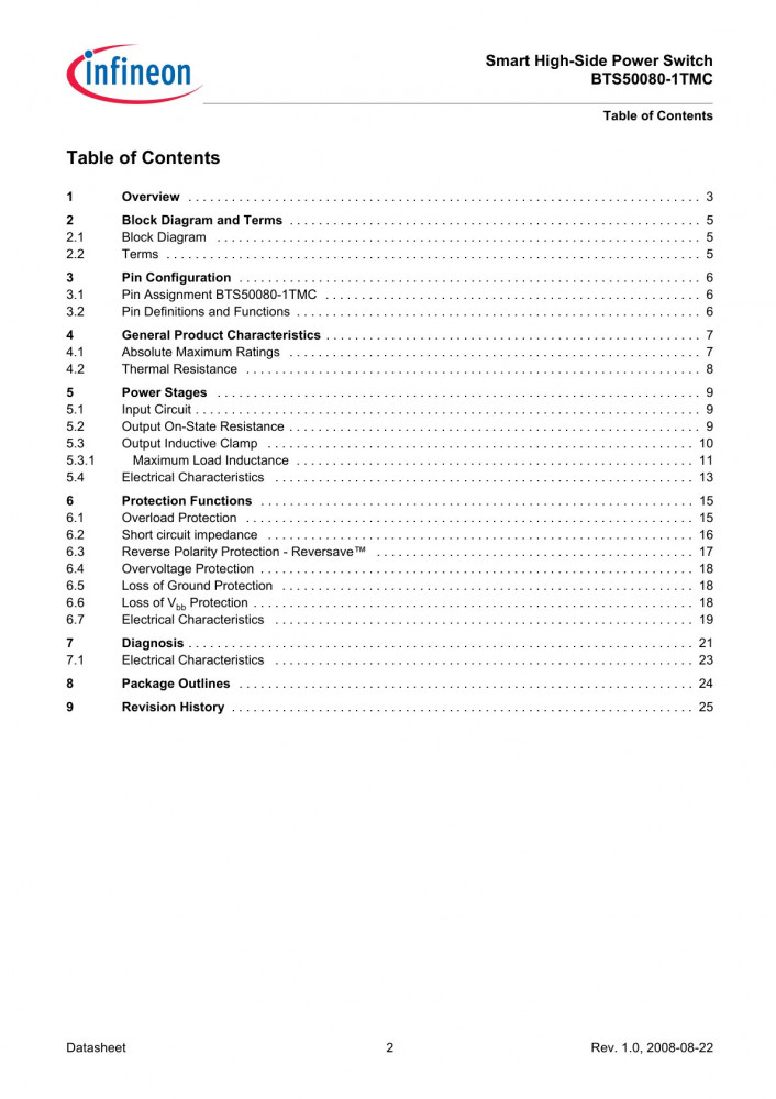 BTS500801TMCATMA1 datasheet page 2