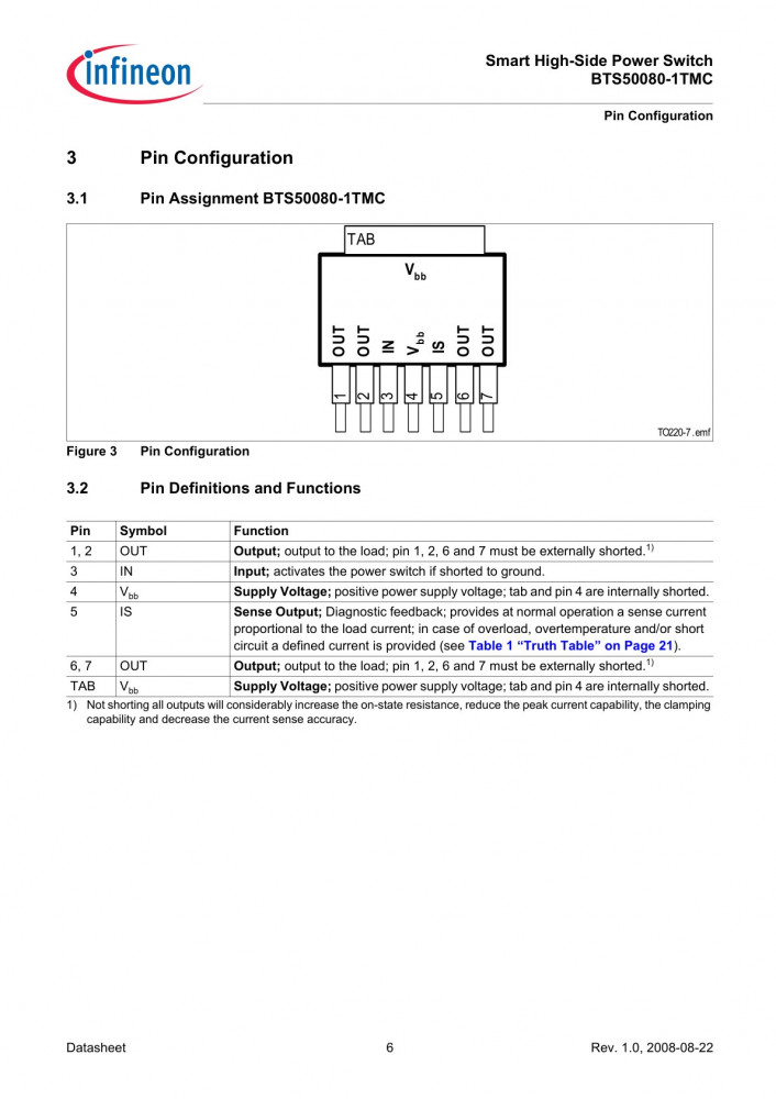 BTS500801TMCATMA1 datasheet page 6