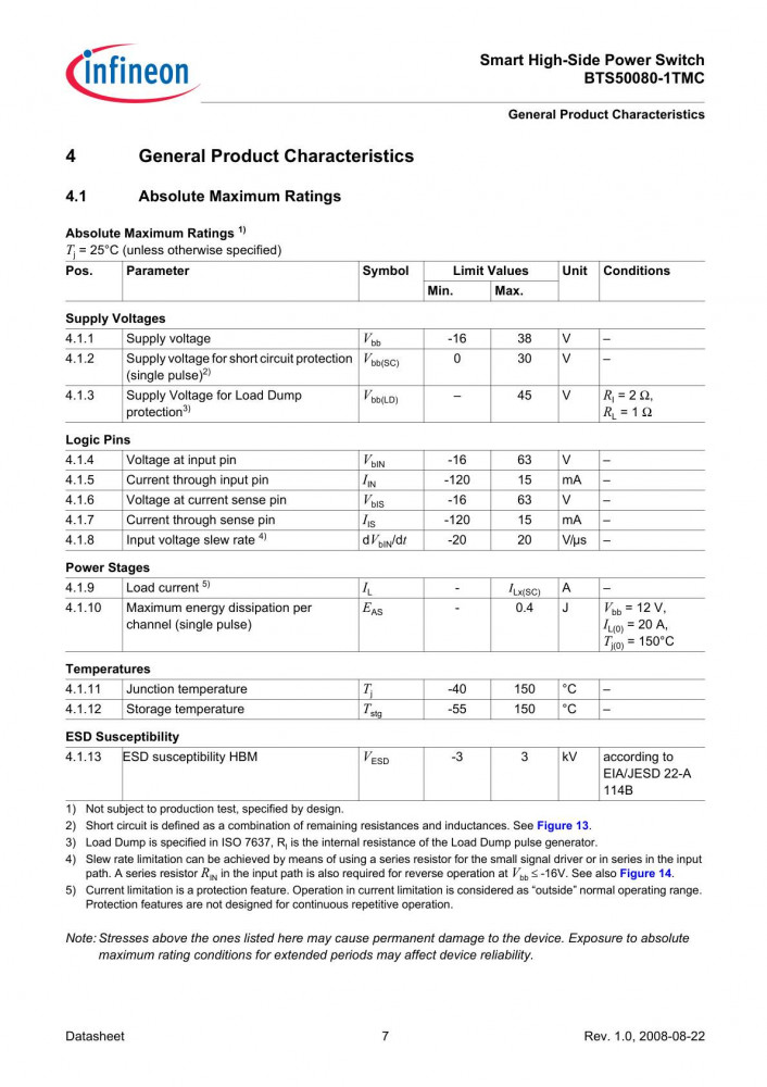 BTS500801TMCATMA1 datasheet page 7