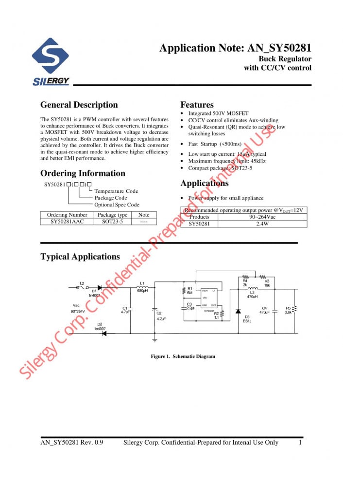 SY50281AAC datasheet page 1