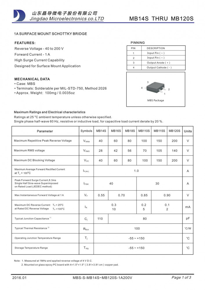 MB16S datasheet page 1