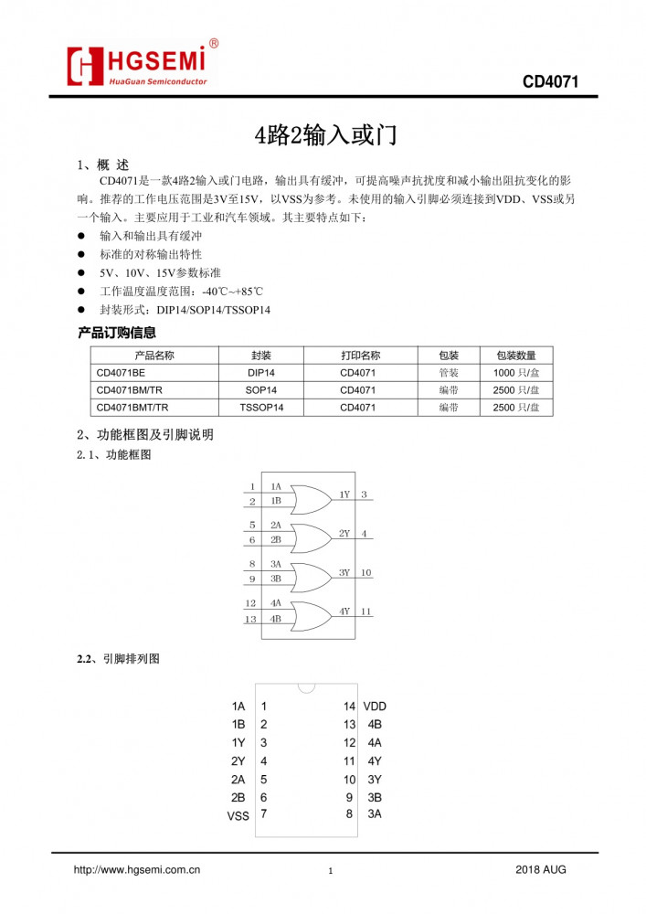 CD4071BM/TR technical document page 1