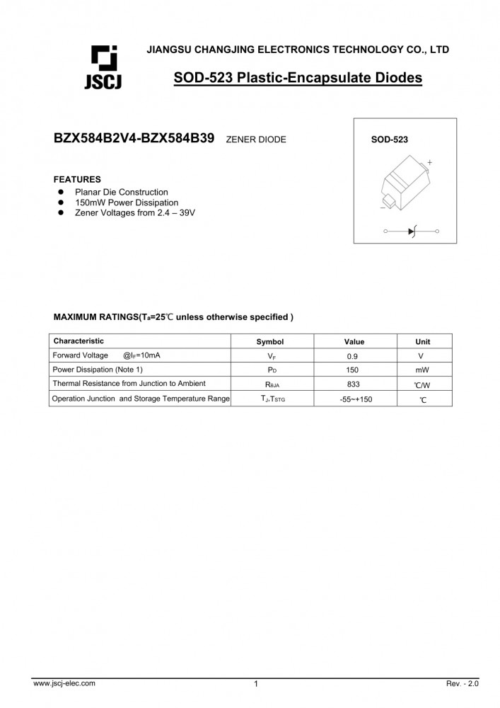 BZX584B11 datasheet page 1