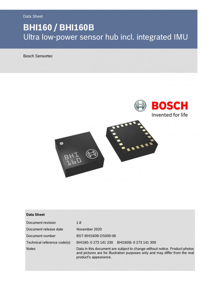BHI160B datasheet preview page 1