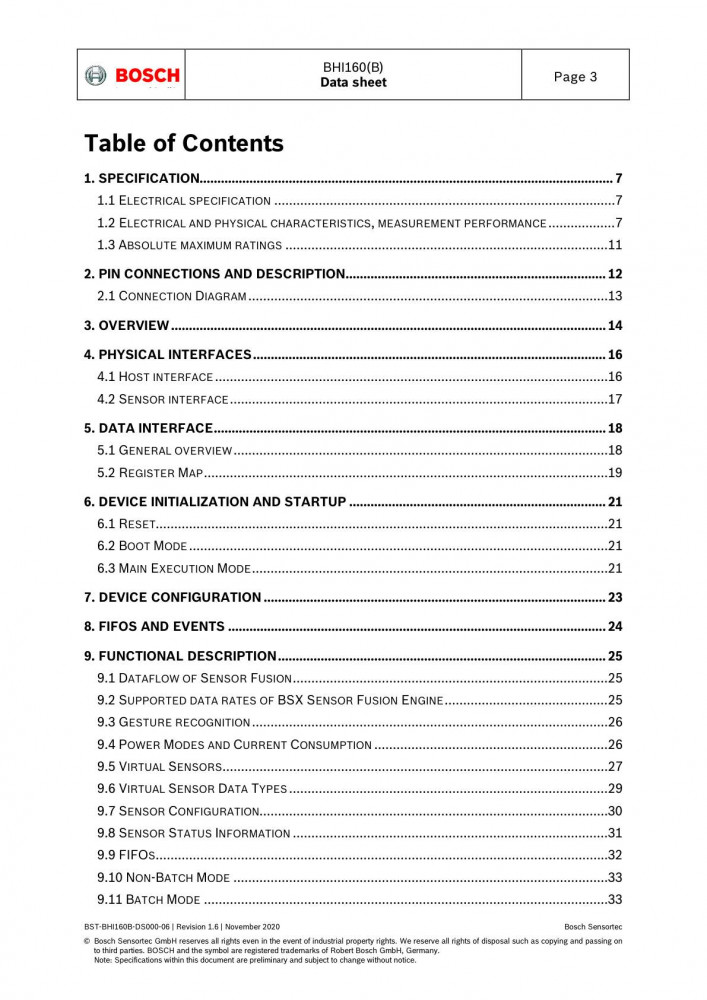 BHI160B datasheet preview page 3