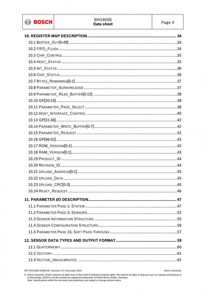 BHI160B datasheet preview page 4