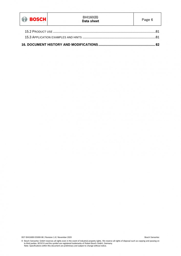BHI160B datasheet preview page 6