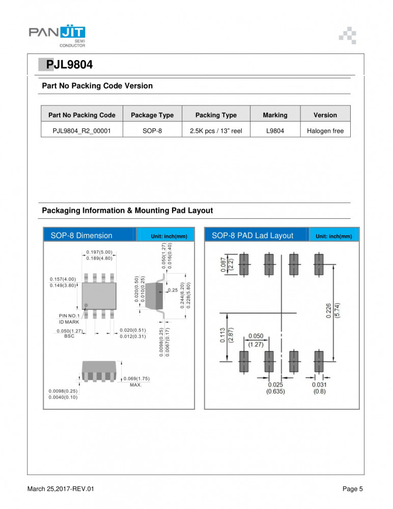 PJL9804 datasheet page 5