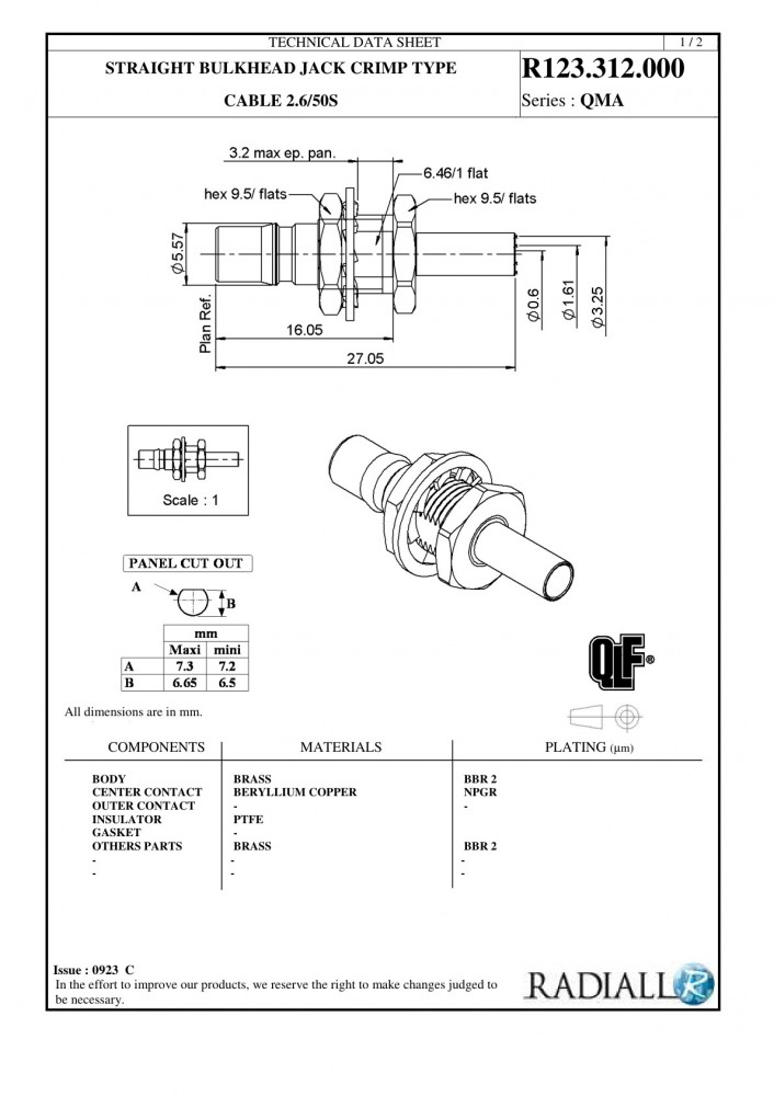 Radiall R123312000 datasheet page 1
