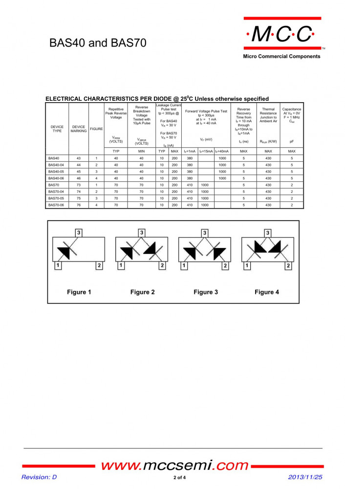 MCC BAS70 datasheet page 2