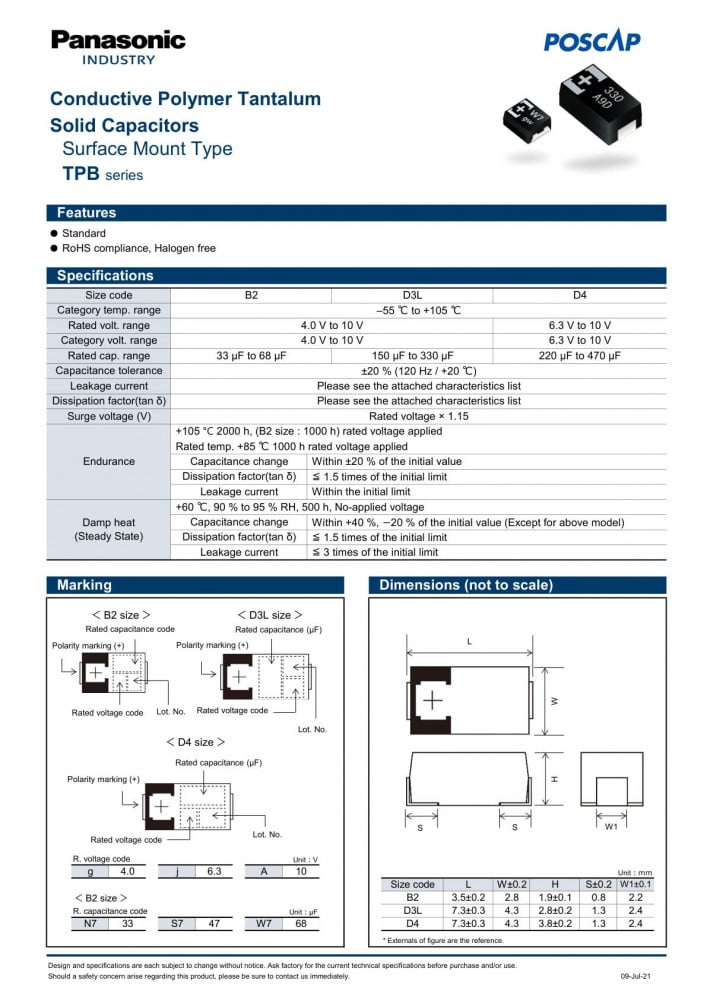 PANASONIC TPB series document page 1