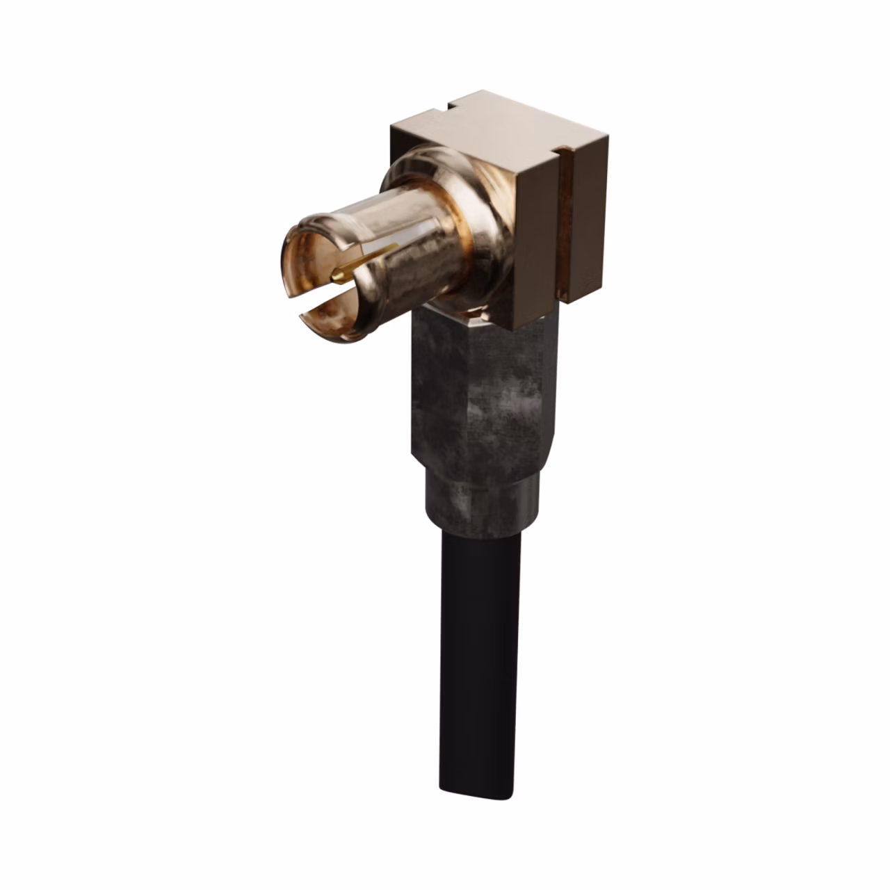 MCX Plug, Right-Angle, Crimp, RG-179 Cable, Die Cast Body, Nickel (Ni) Plated, 75 Ohms for sale
