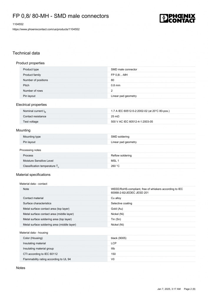 Phoenix Contact 1104552 technical document page 2