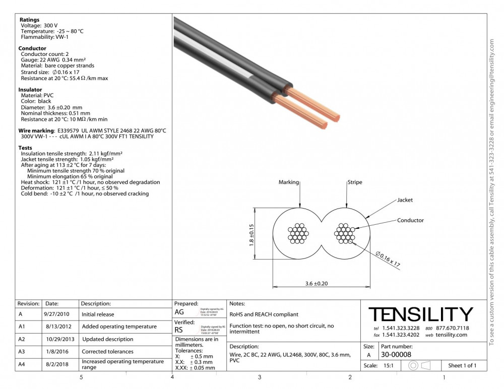 Tensility International 30-00008 product drawing