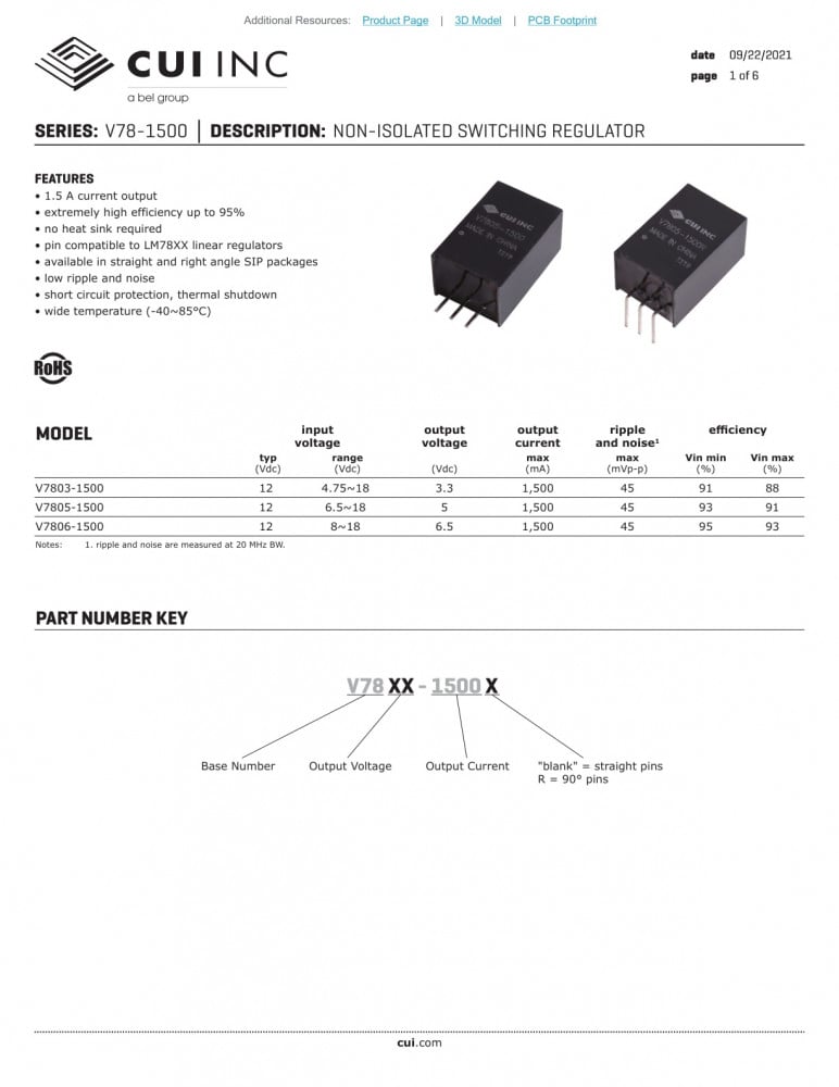 V7806-1500 datasheet page 1