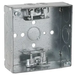 4-11/16 in. Square Box, Welded, 2-1/8 in. Deep with One 1/2 in. KO & Fifteen TKO's, Raised Ground