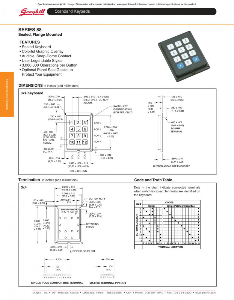 Grayhill Series 88 datasheet page 1