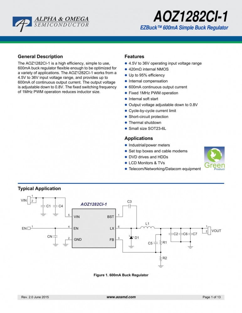 AOZ1282CI-1 datasheet page 1