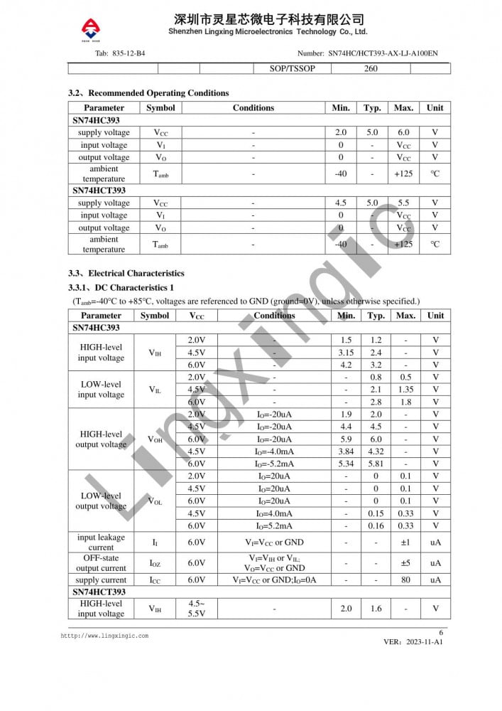 SN74HC393N(LX) datasheet page 9
