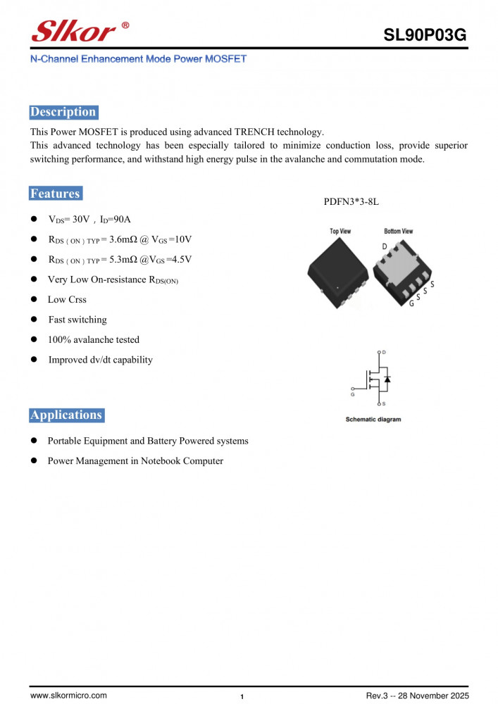 SL90P03G datasheet page 1
