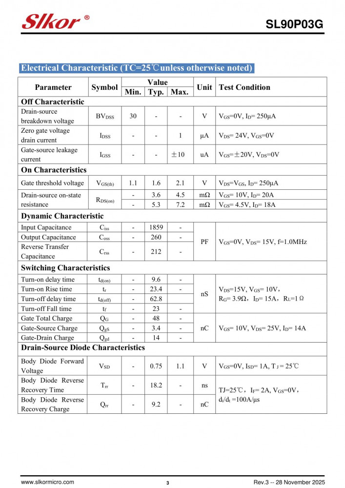 SL90P03G datasheet page 3