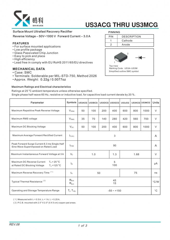 US3GCG datasheet page 1