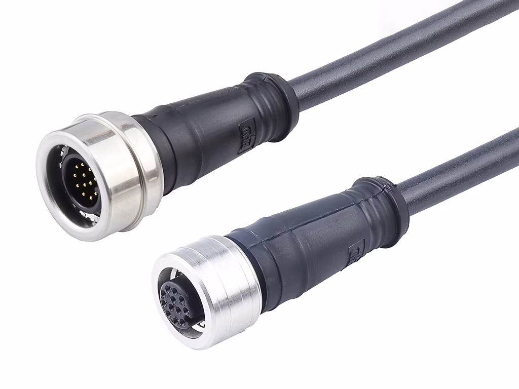 M12 Signal, A-Coded, M12 Push-Pull Ultra-Lock Double-Ended Cordset, 12 Poles, Female (Straight) to Male (Straight), 0.14mm² (26 AWG), Black PUR LS0H Cable, 1.0m (3.28') Length for sale