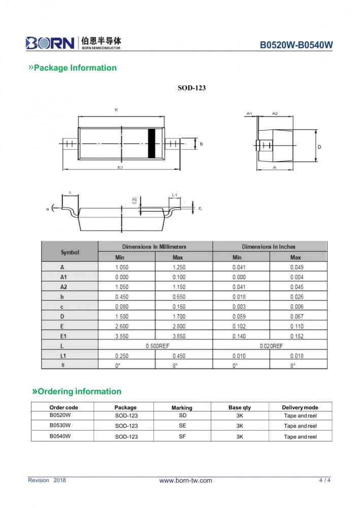 BORN B0520W datasheet page 4