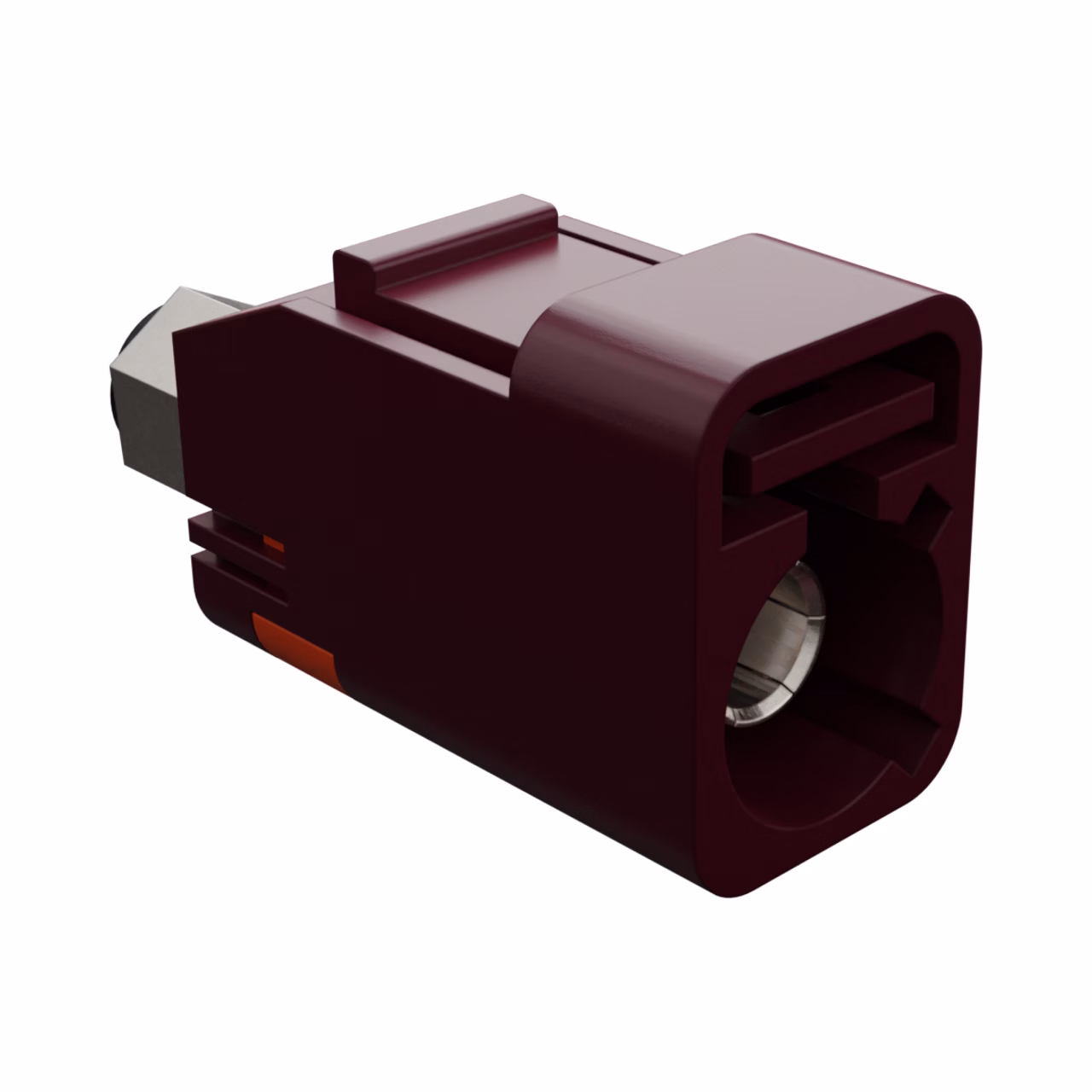 FAKRA Plug, Straight, Crimp, RG-58 Cable, Brass Body, Nickel (Ni) Plated, Keying Code D, Bordeaux Violet, 50 Ohms for sale