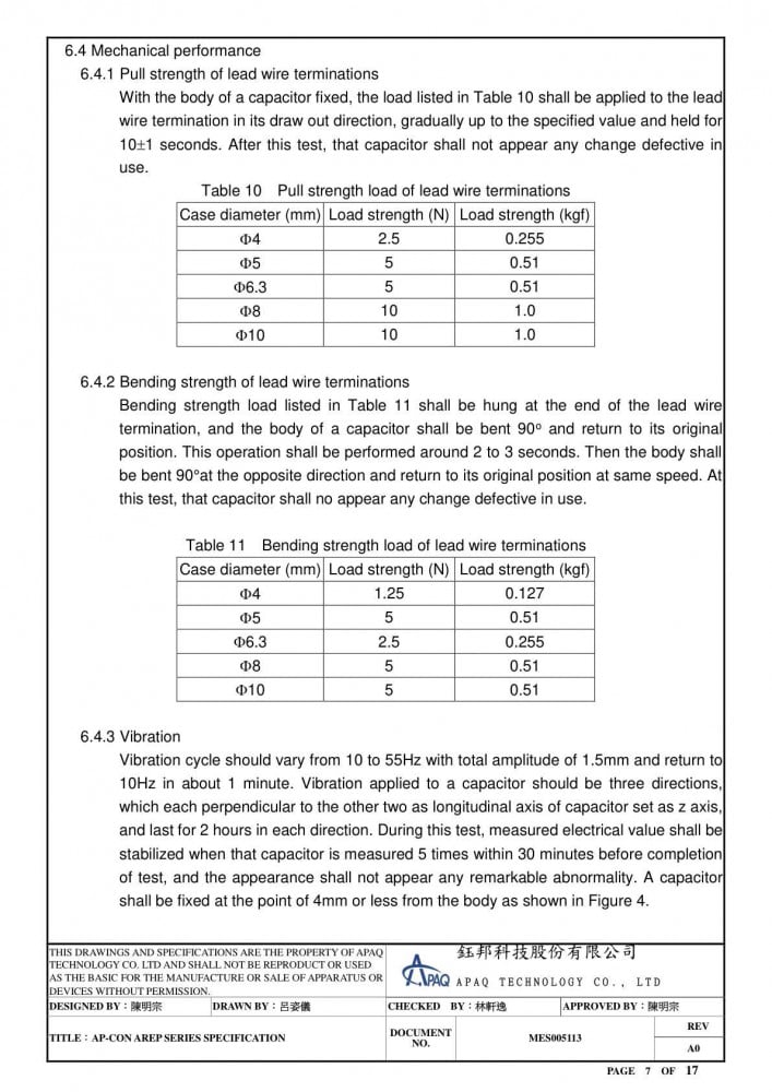 APAQ AREP specification page 7