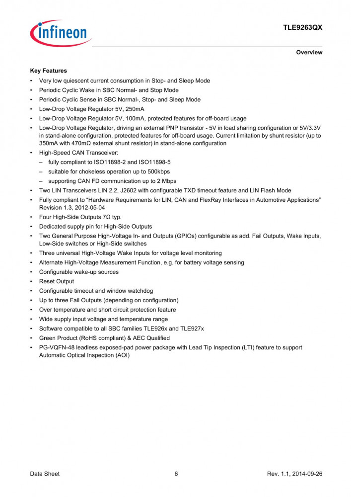 TLE9263QX datasheet page 6
