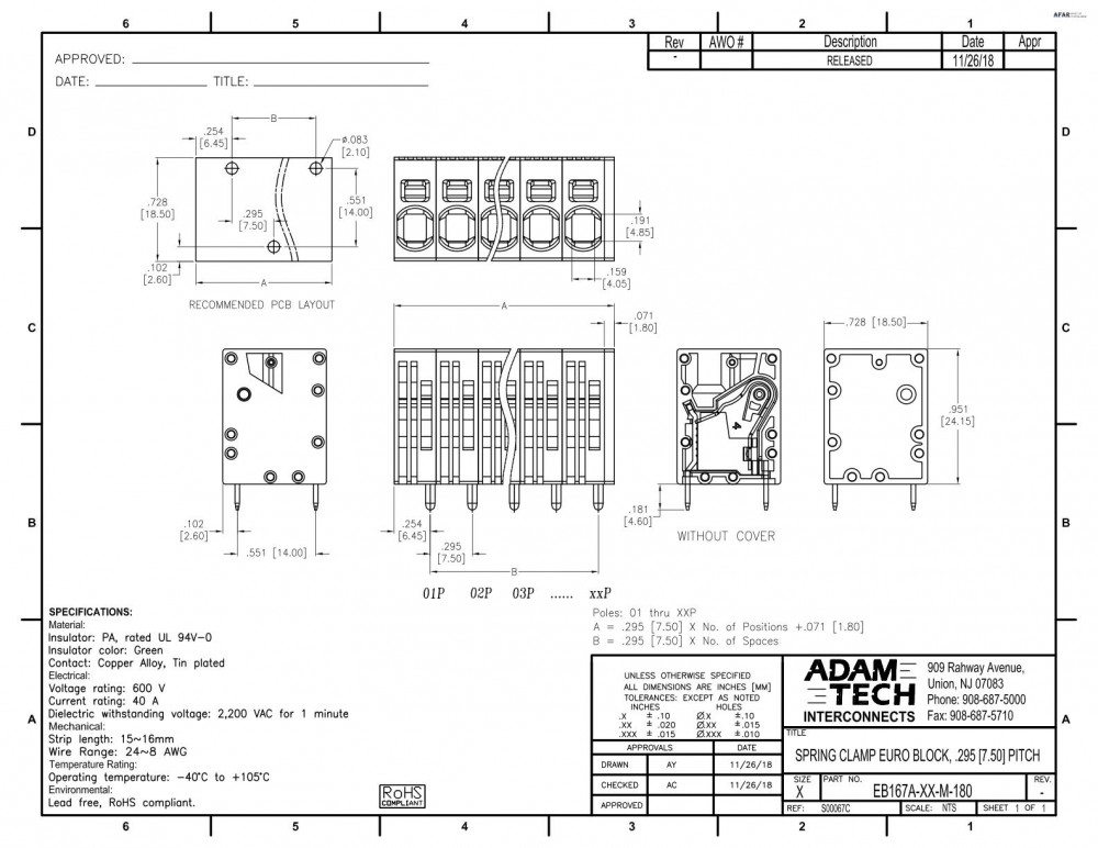 ADAM TECH EB167A-XX-M-180 product drawing and specifications