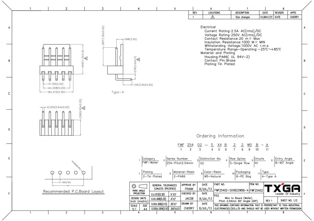 TXGA FWF25402-S03B22W5B-A datasheet page 3