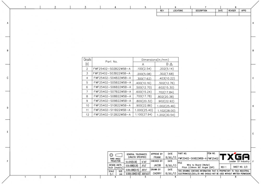 TXGA FWF25402-S03B22W5B-A datasheet page 4