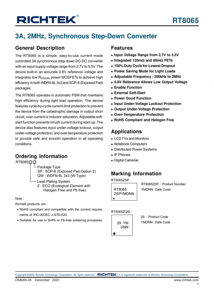 RT8065 datasheet page 1