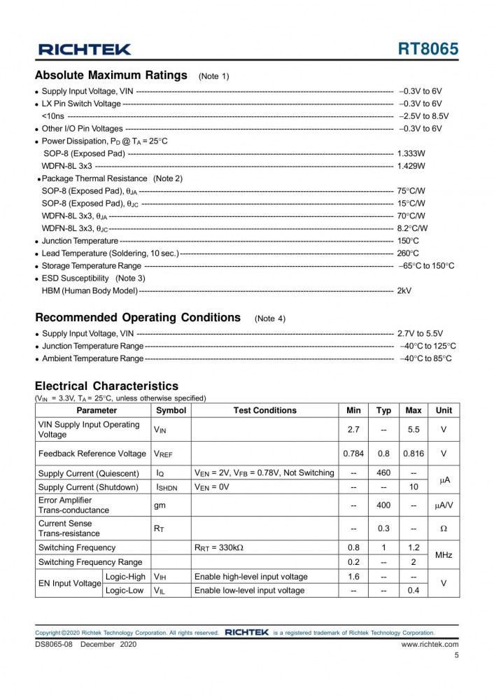 RT8065 datasheet page 5