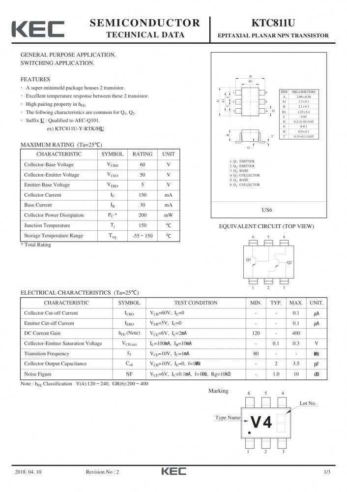 KTC811U-GR-RTK/P datasheet page 1