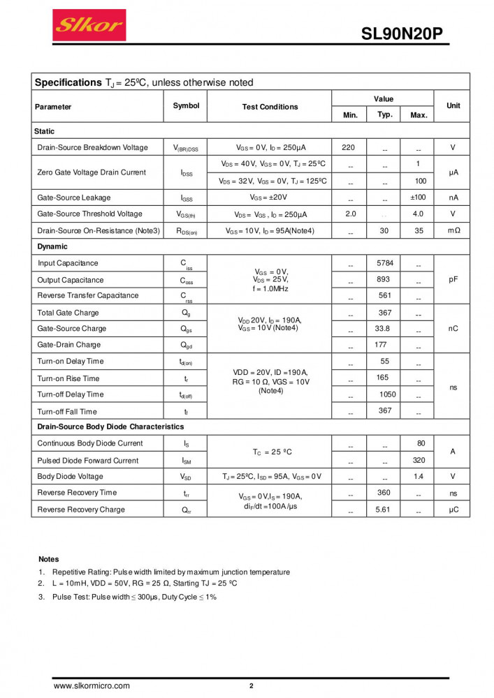 SL90N20P datasheet page 2