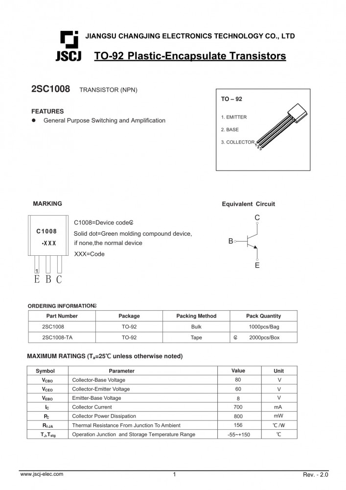 JSCJ 2SC1008-TA datasheet page 1
